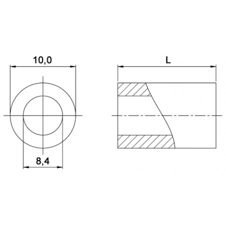 Entretoise lisse acier inoxydable Ø8,4x10mm pour vis M8